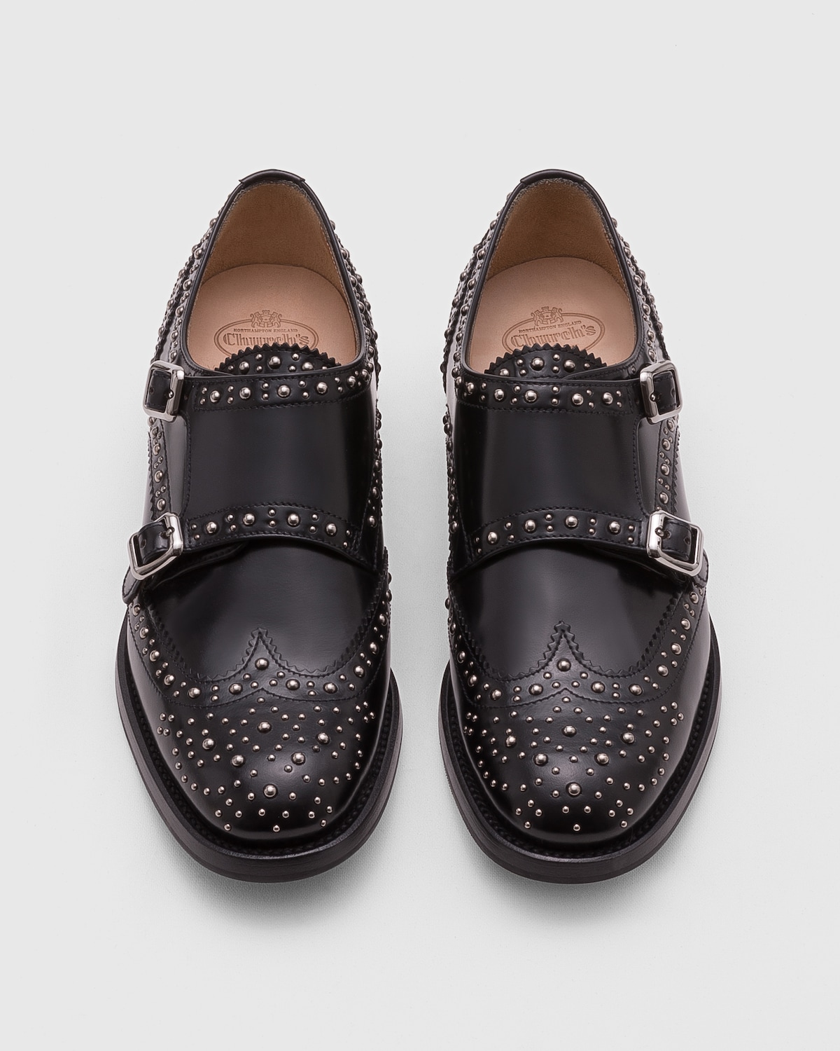 Black Polished Binder Monk Brogue with Studs | Church's