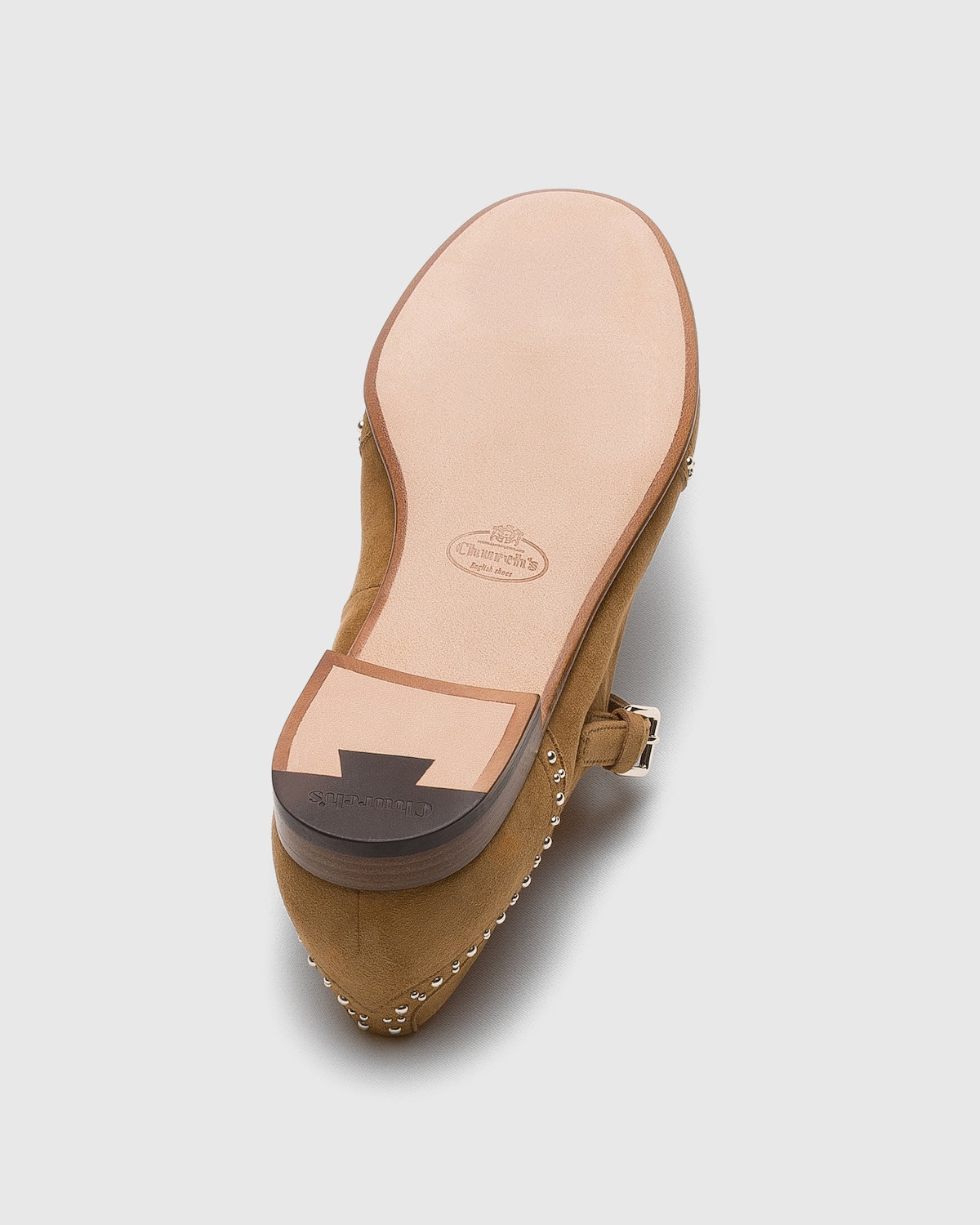 Walnut Suede Mary Jane Ballet Flat with Studs | Church's