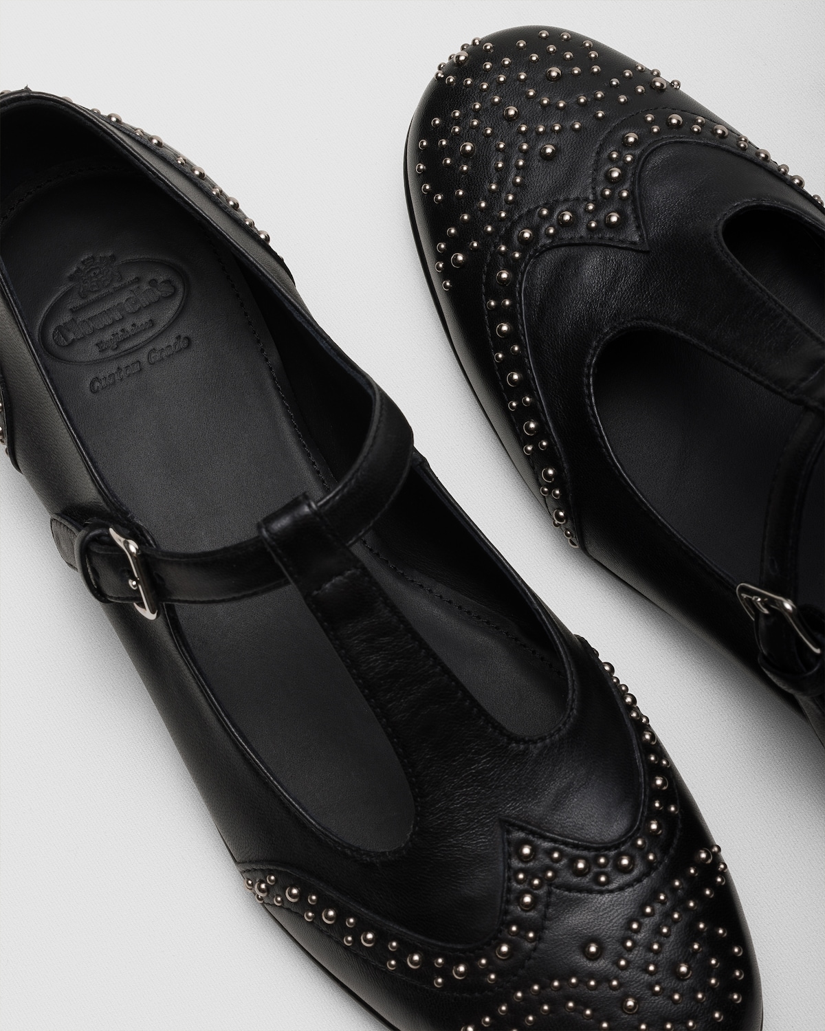 Black Nappa Mary Jane Ballet Flat with Studs | Church's