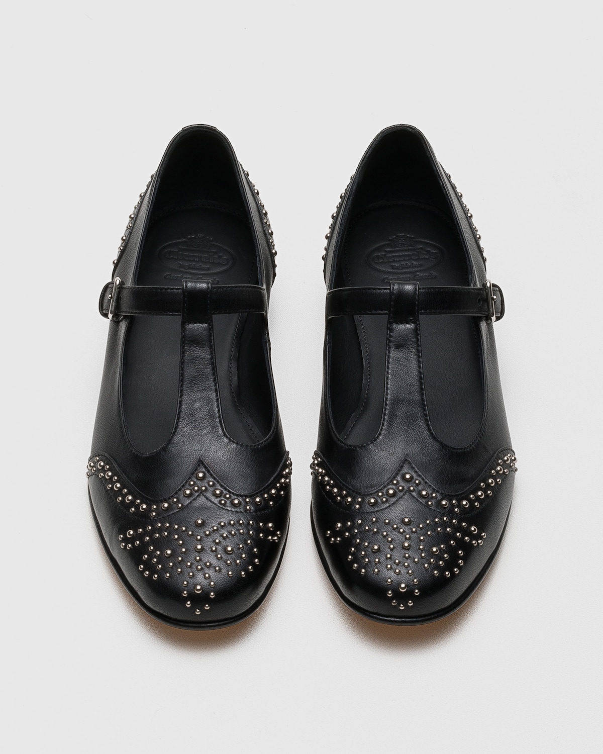Black Nappa Mary Jane Ballet Flat with Studs | Church's