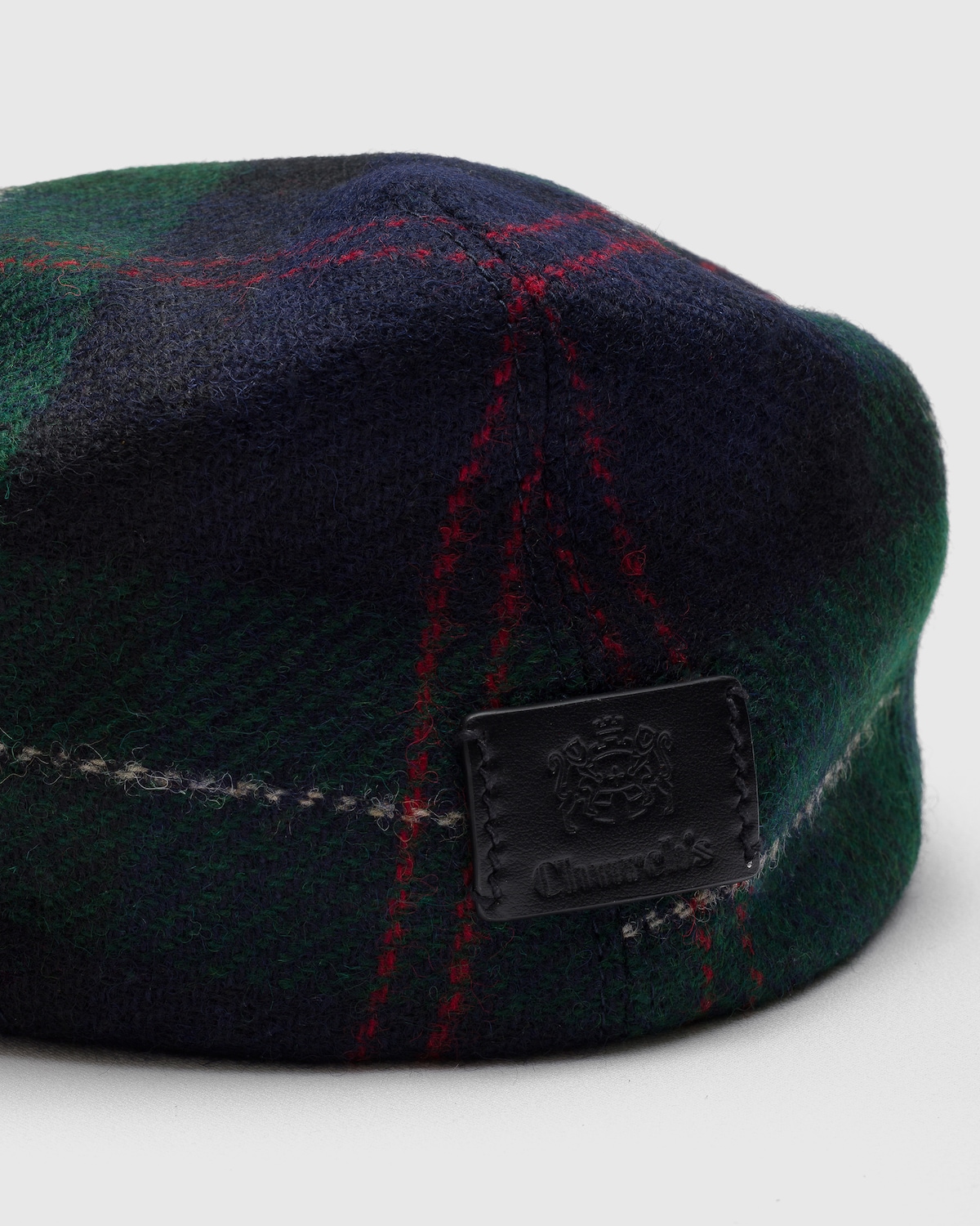 Navy Shetland Wool Tartan Fabric Driver Cap | Church's