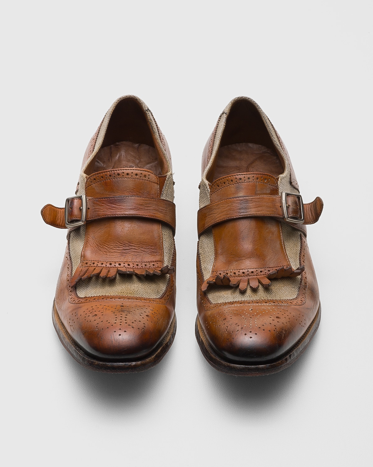 Brandy/Ecru Monk Straps in calfskin and fabric | Church's